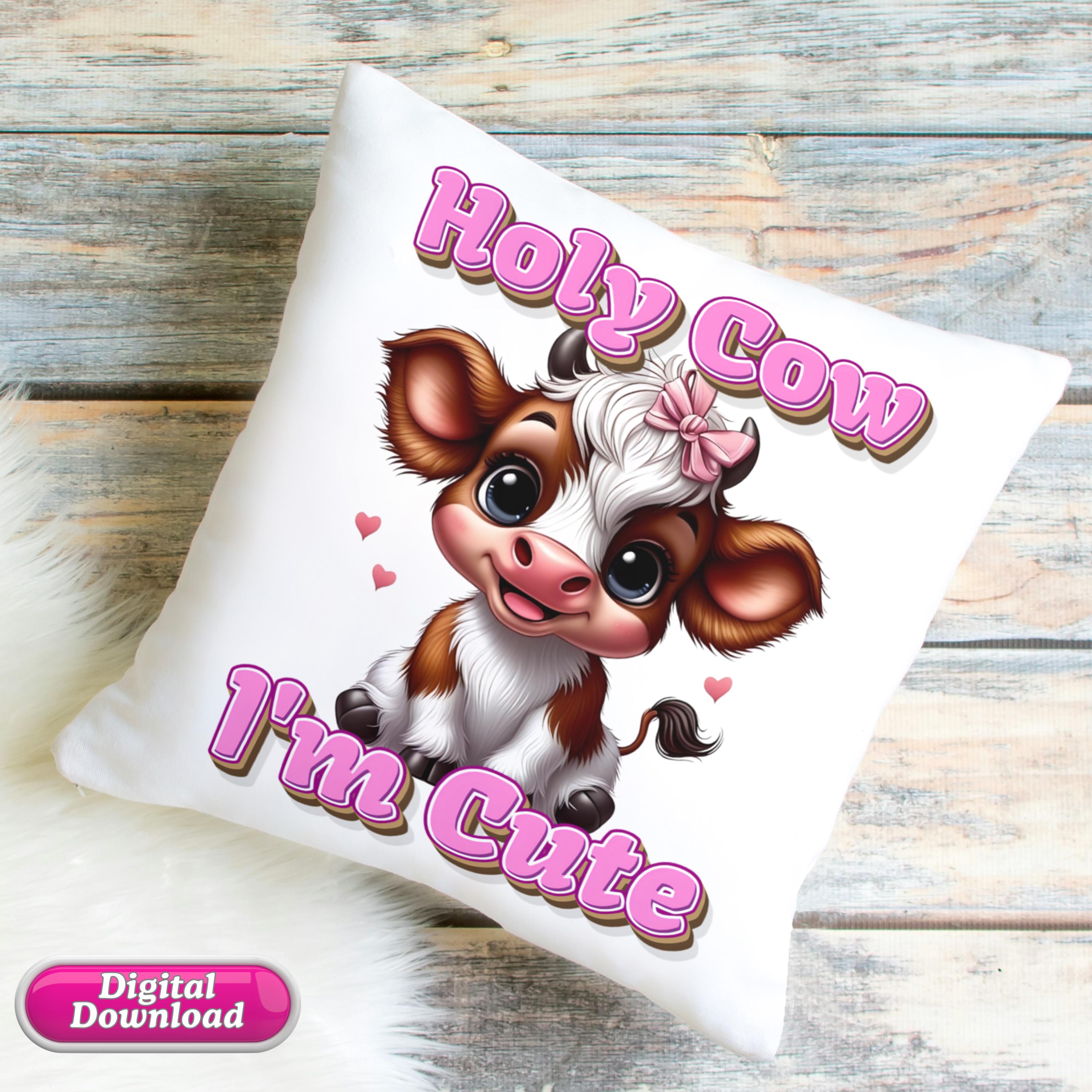 Holy Cow I'm Cute PNG, Baby Cow, Sublimation Design for Baby Item, Cute ...