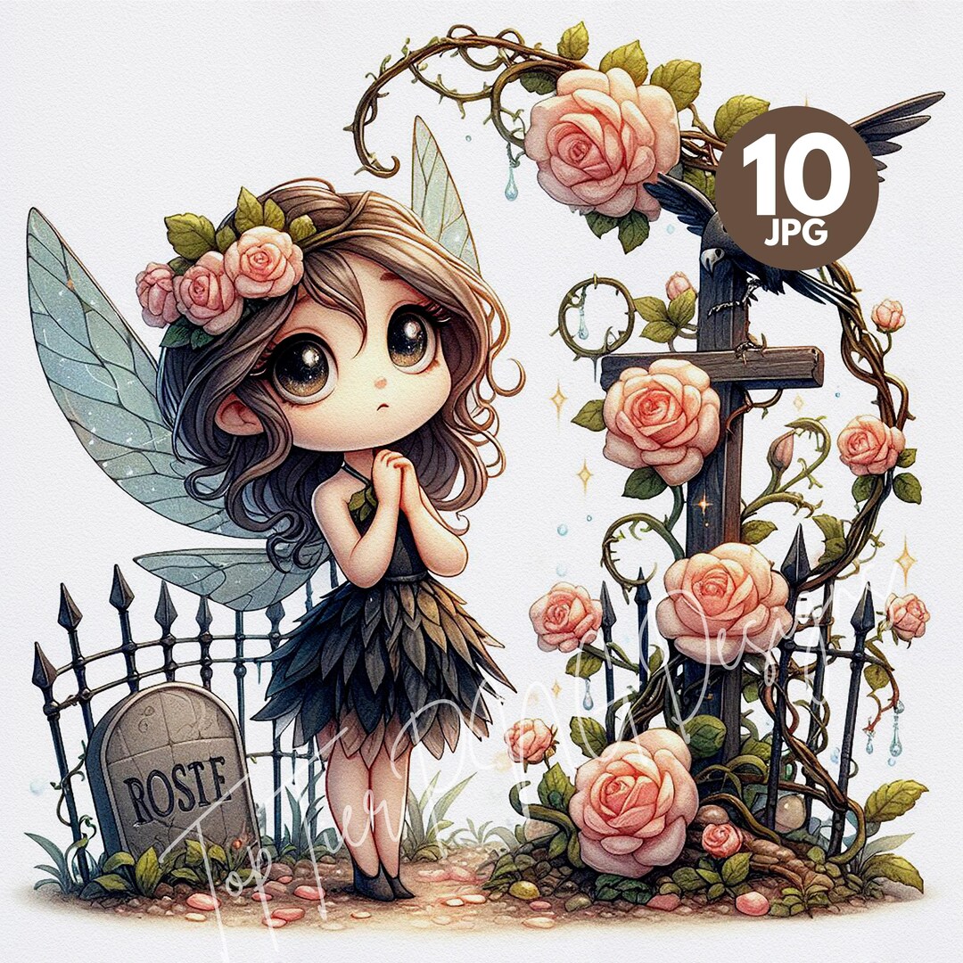 Gothic Cemetery Fairy Clipart, Dark Fantasy PNG, Memorial Digital Art ...