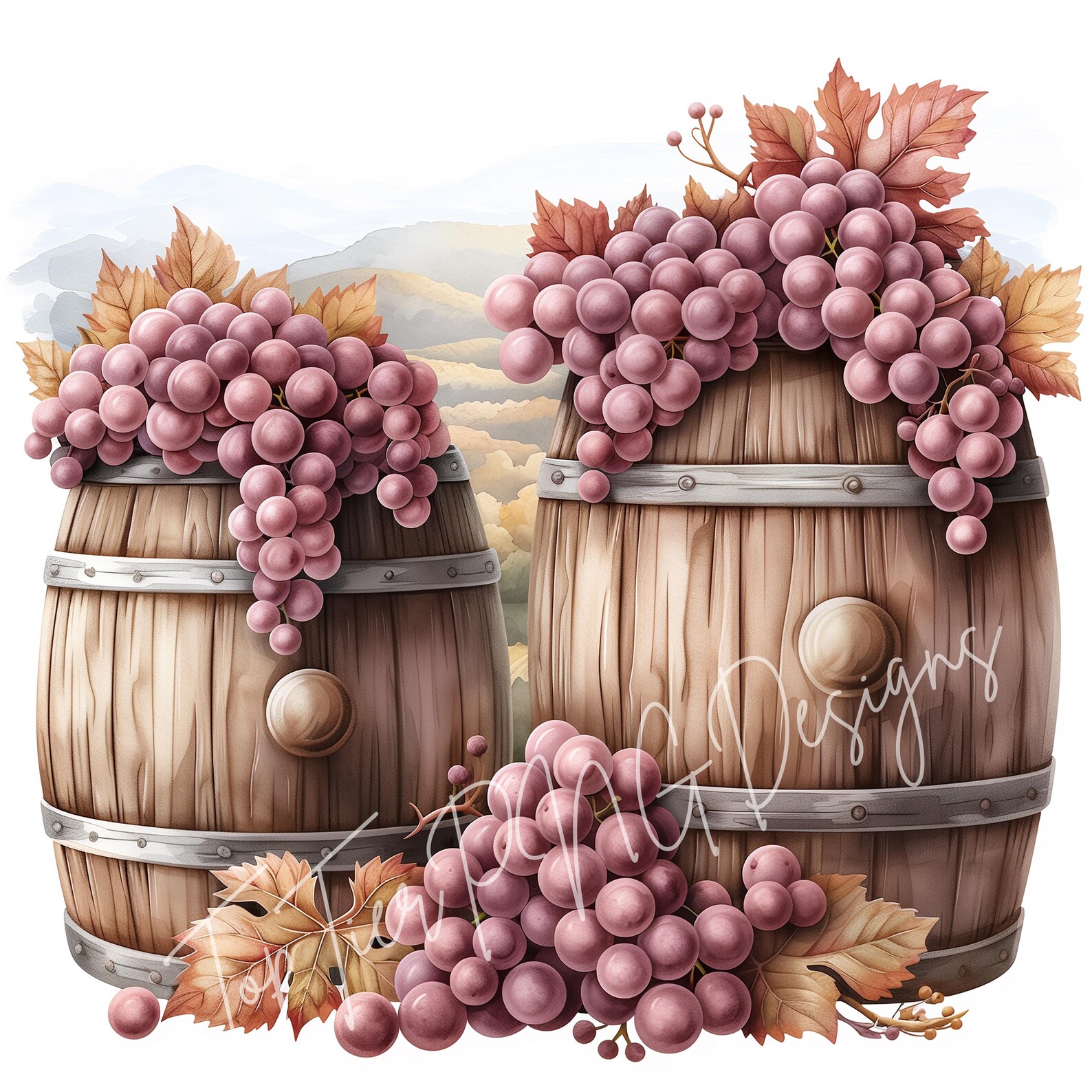 Autumn Garden Clipart Set, 10 High Quality 300 DPI Jpgs, Vineyard ...