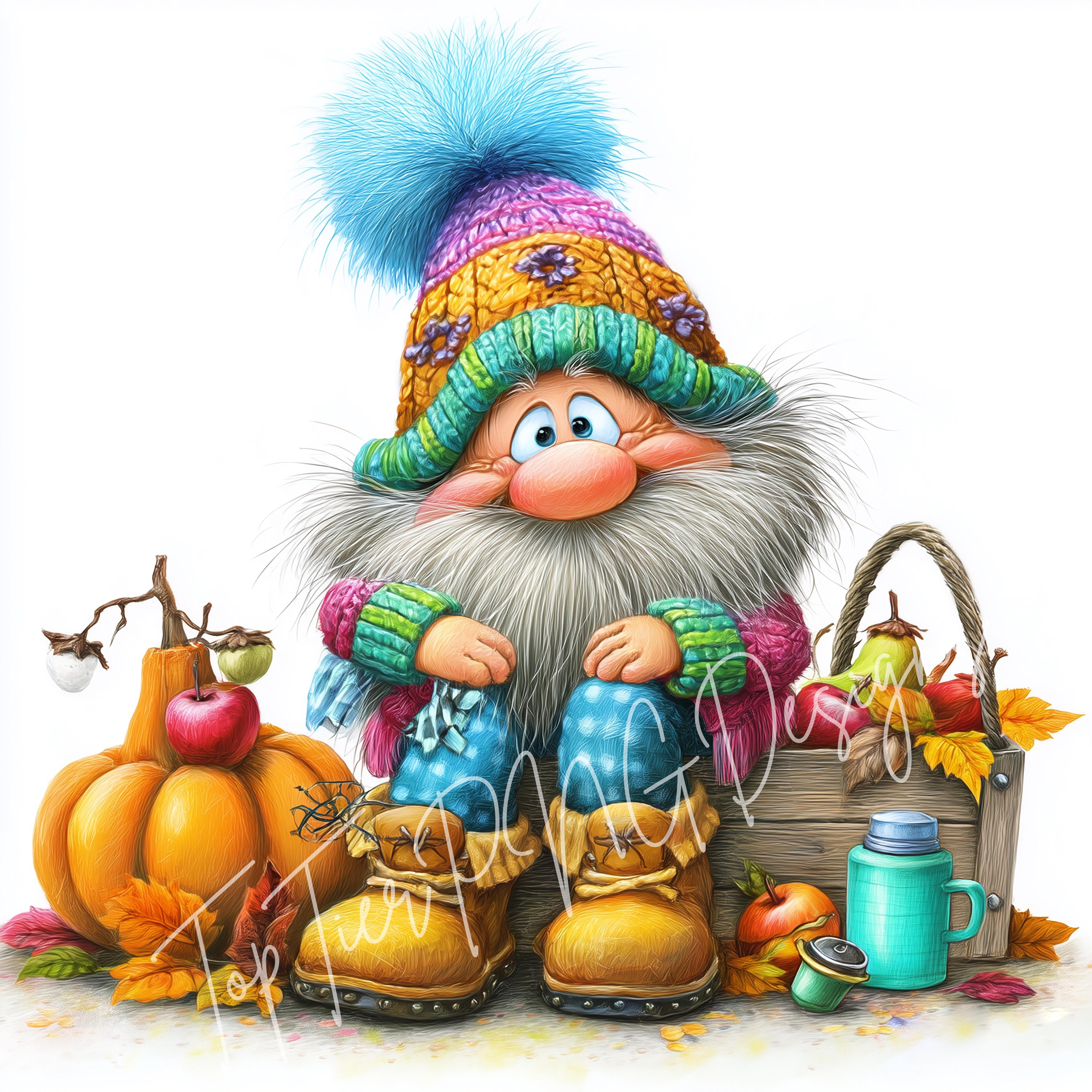 Autumn Gnome Clipart Bundle: Watercolor Fall Graphics (300 DPI Jpgs ...