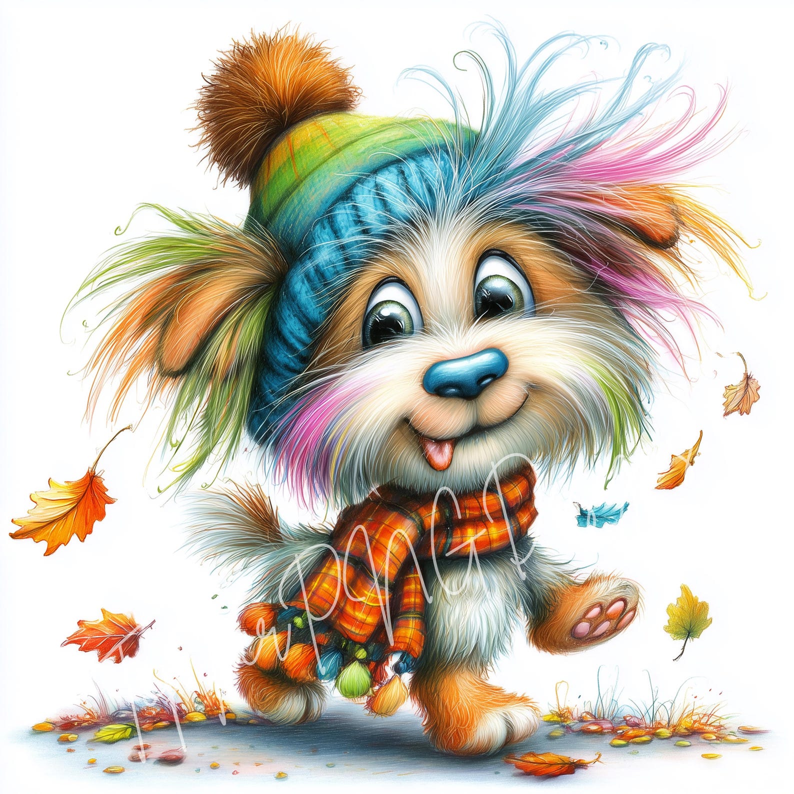 10 Autumn Dog Clipart, Watercolor JPG, Fall Pup Illustration, Cozy Pet ...