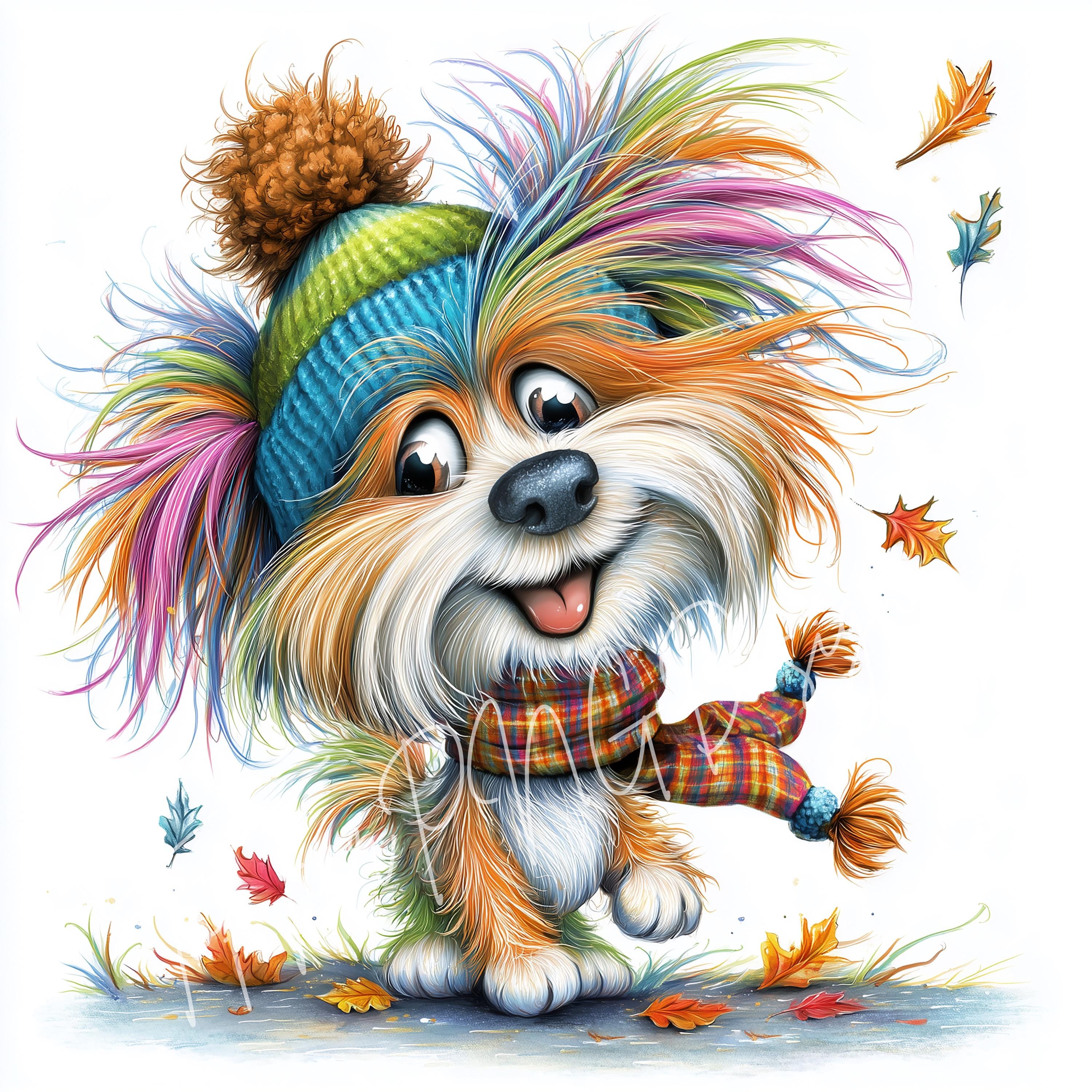 10 Autumn Dog Clipart, Watercolor JPG, Fall Pup Illustration, Cozy Pet ...