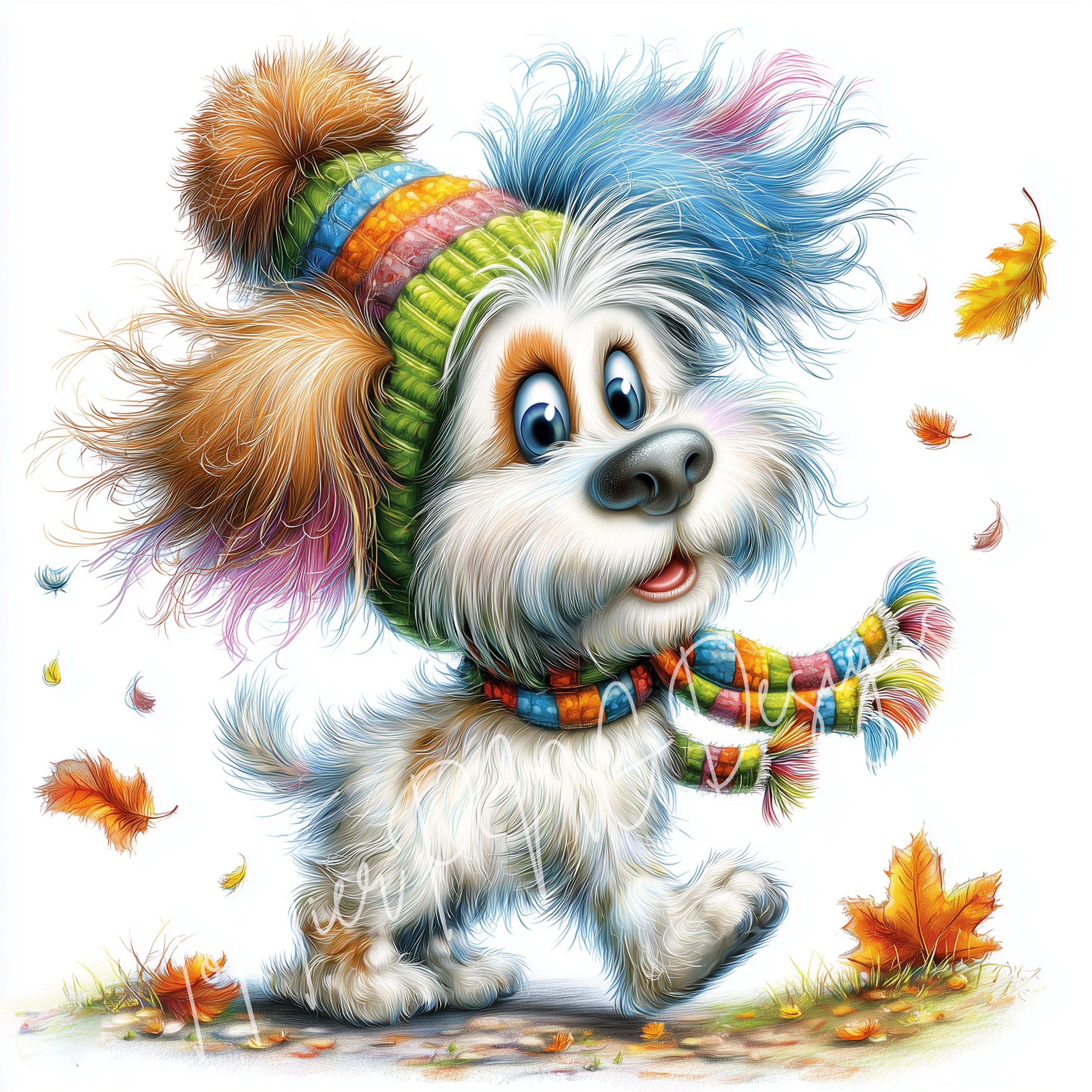 10 Autumn Dog Clipart, Watercolor JPG, Fall Pup Illustration, Cozy Pet ...