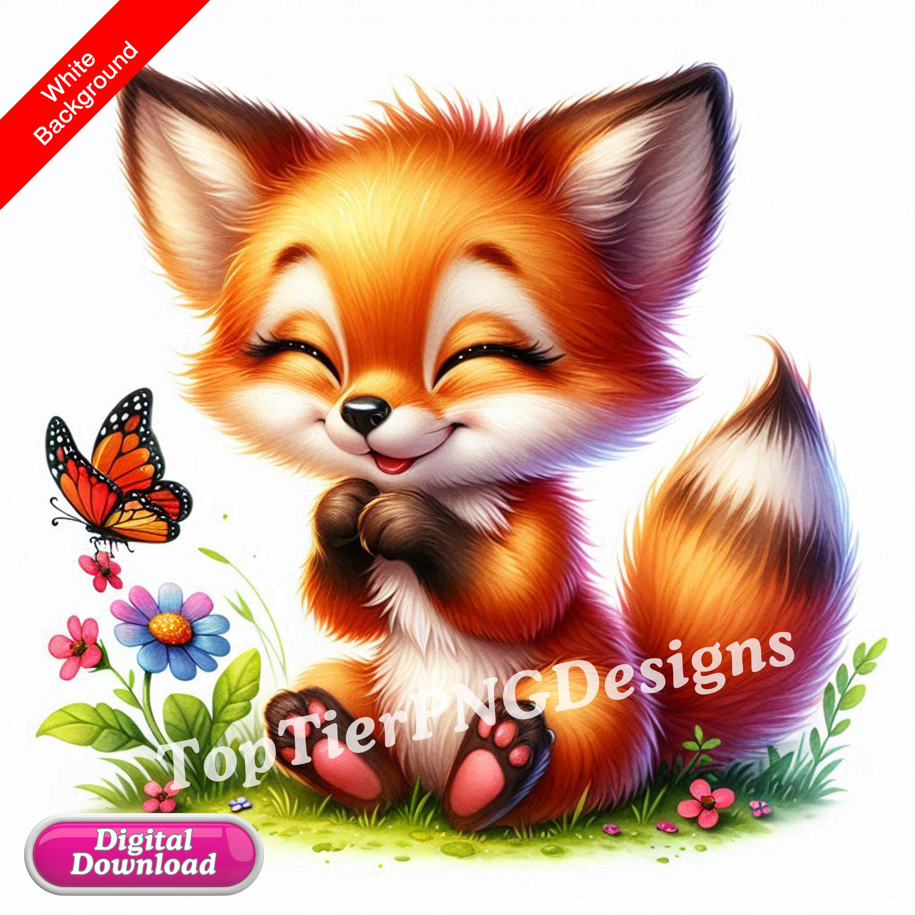 Fox and Butterfly Clipart Bundle, Watercolor Fox and Butterfly Clipart ...