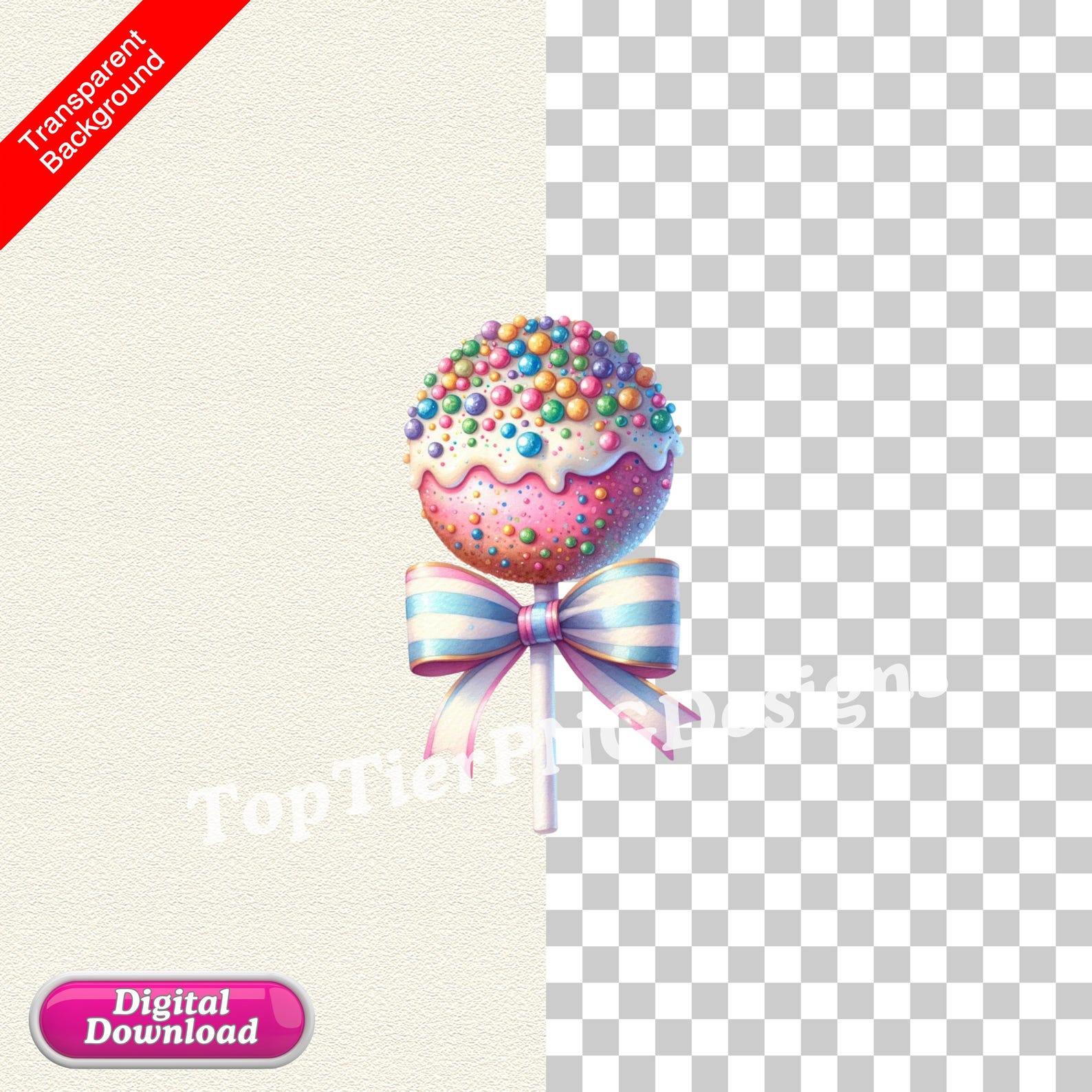 25 Cake Pop Clipart Pngs – Gourmet Dessert Illustration Set, Colorful ...