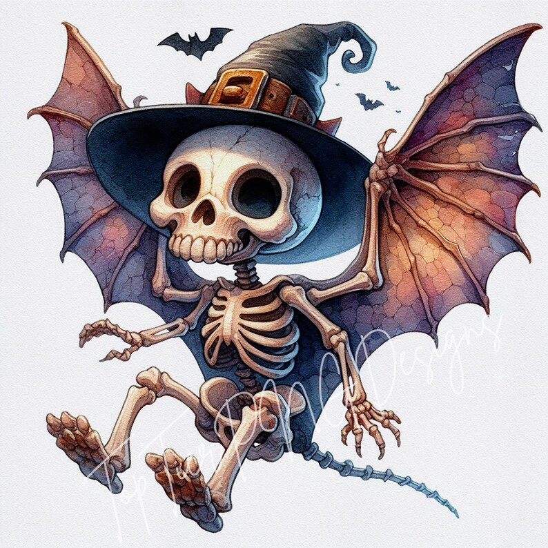 Cute Skeleton Bat Clipart, Halloween Bat PNG, Spooky Animal Digital Art ...