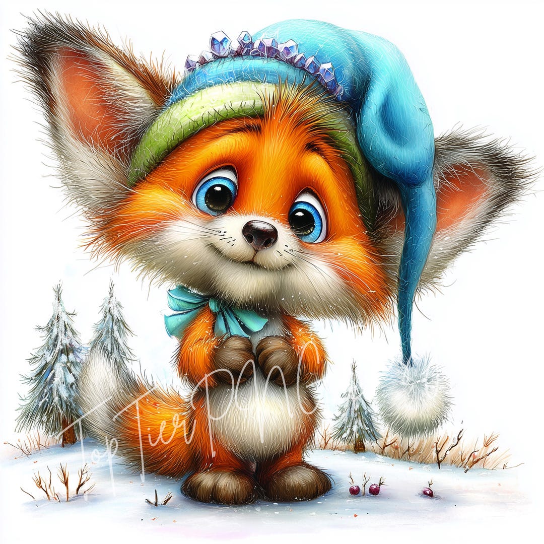 10 Winter Fox Clipart, Watercolor Forest Animal Art, Cozy Christmas PNG ...