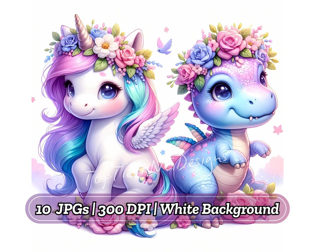Unicorn Dinosaur Clipart Bundle: Rainbow T-rex Art (digital JPG) - Etsy
