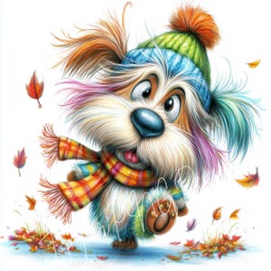 10 Autumn Dog Clipart, Watercolor JPG, Fall Pup Illustration, Cozy Pet ...