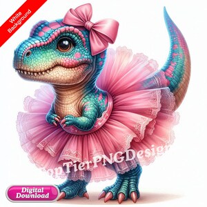 Watercolor Girly Dinosaurs Clipart, Cute Baby Dino Clip Art T-rex, Cute ...