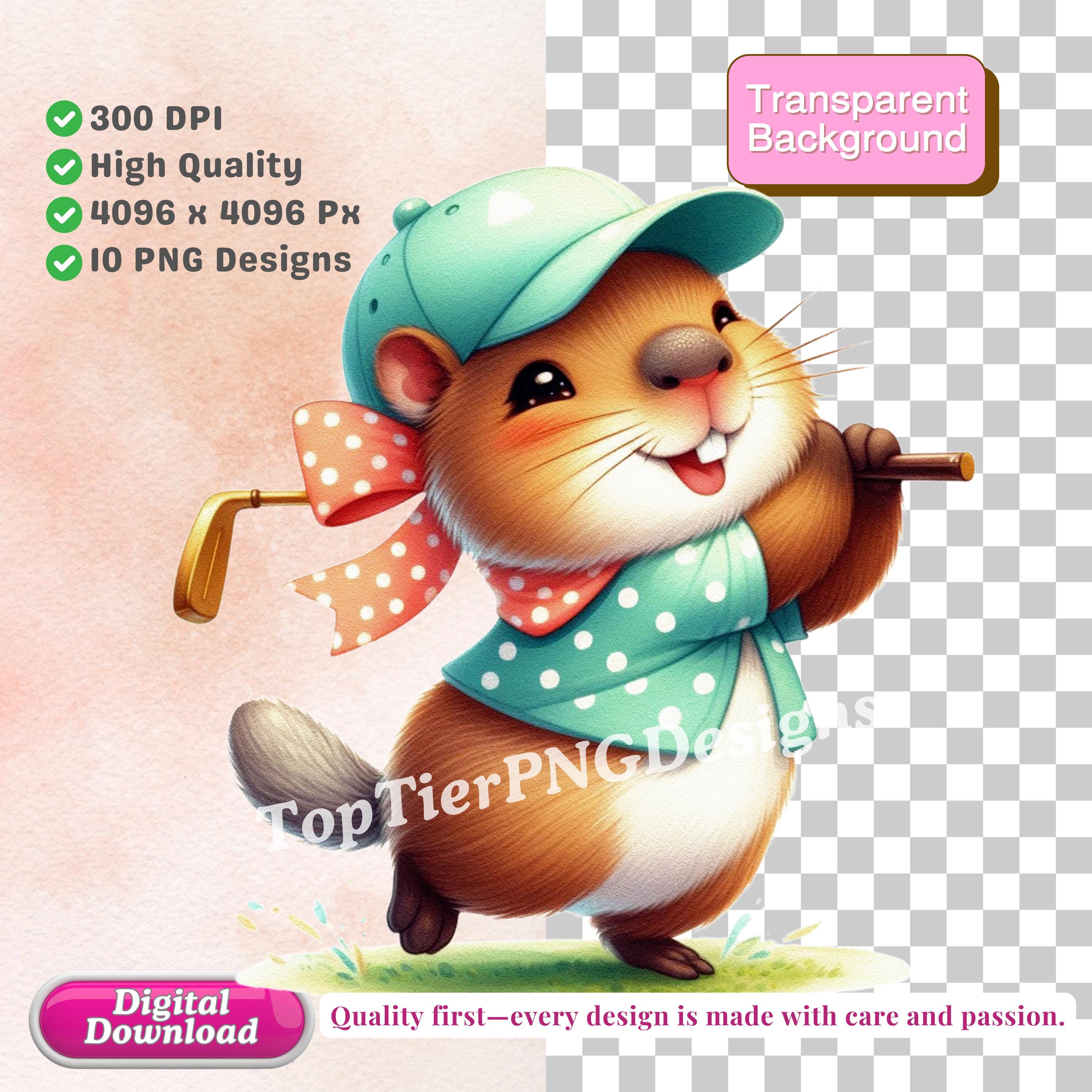 Watercolor Capybara Golf Clipart PNG: Sports Animal Art (digital ...