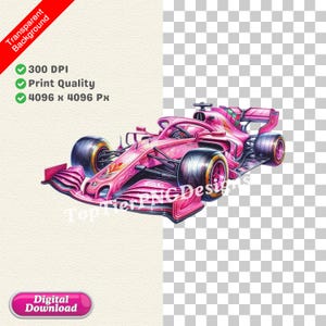 Pink Race Car Clipart, Girl Racing Clipart, Digital Download, Cute ...