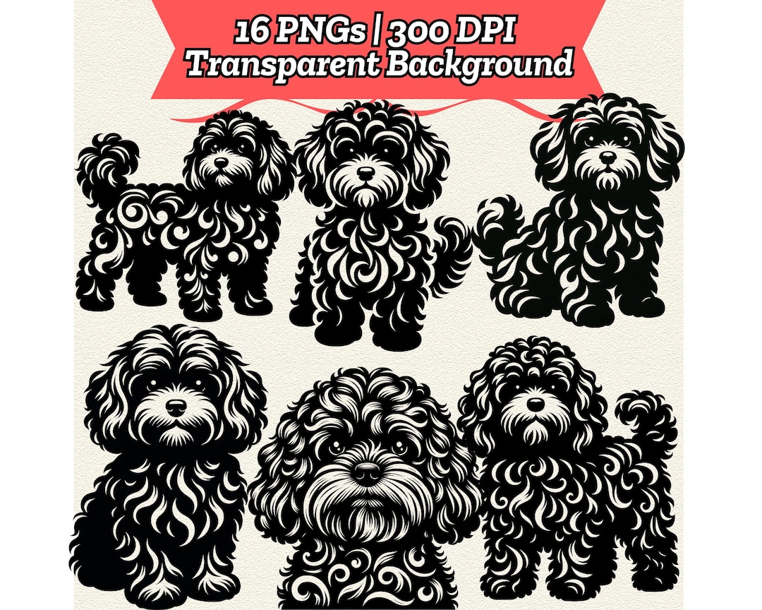 Watercolor Cavapoo Clipart, Cavapoo Dog Silhouette, Cavapoo Clipart ...