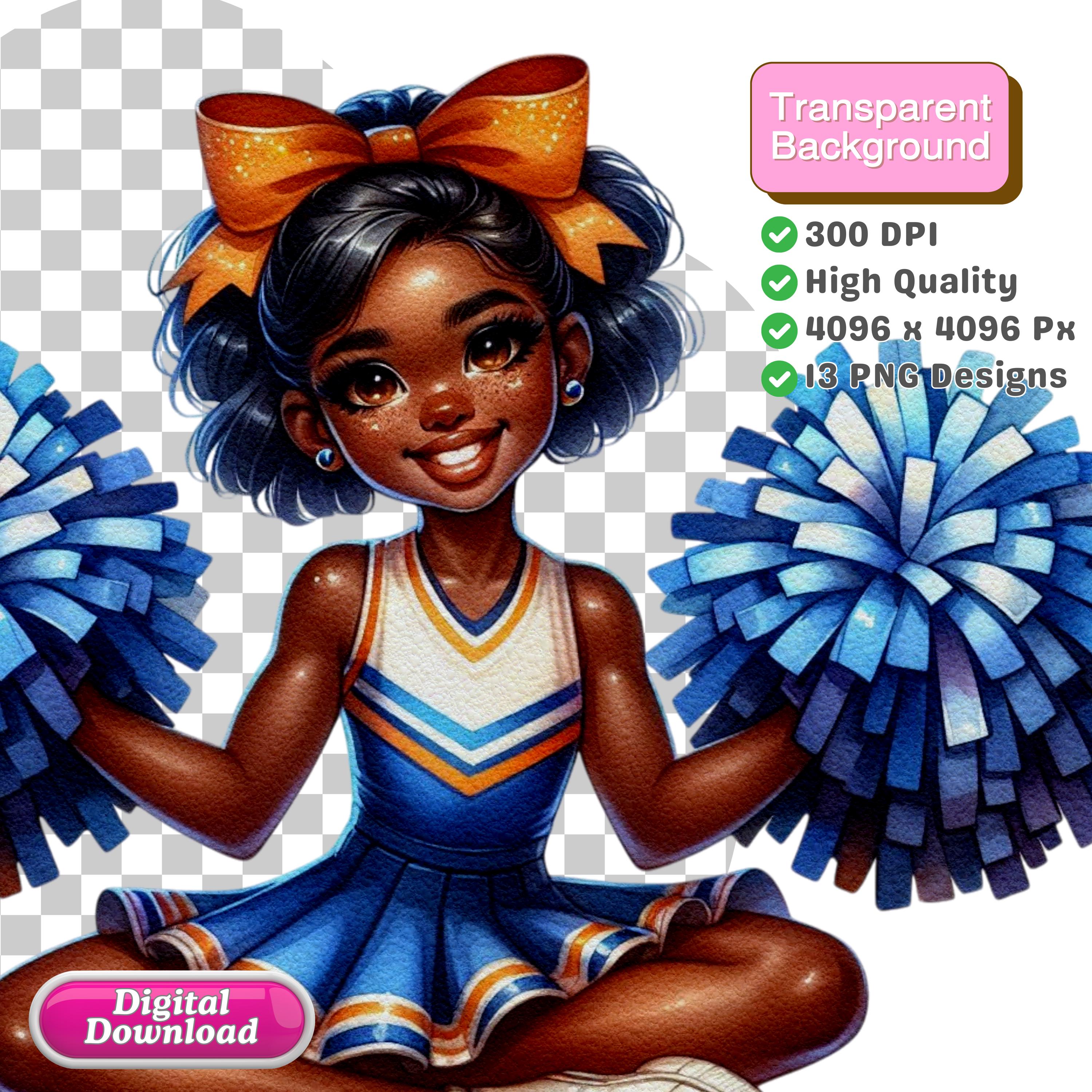 Black Girl Cheerleader Clipart: Afro Girls PNG (instant Download) - Etsy