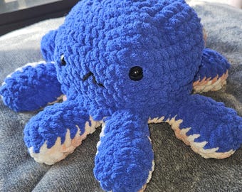 Reversible Octopus Plush - Pink and Blue, Double-sided Soft Toy, Mood ...