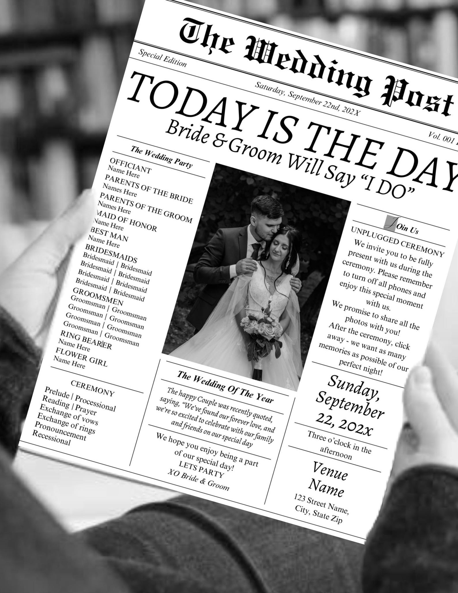 Wedding Newspaper Template - Etsy