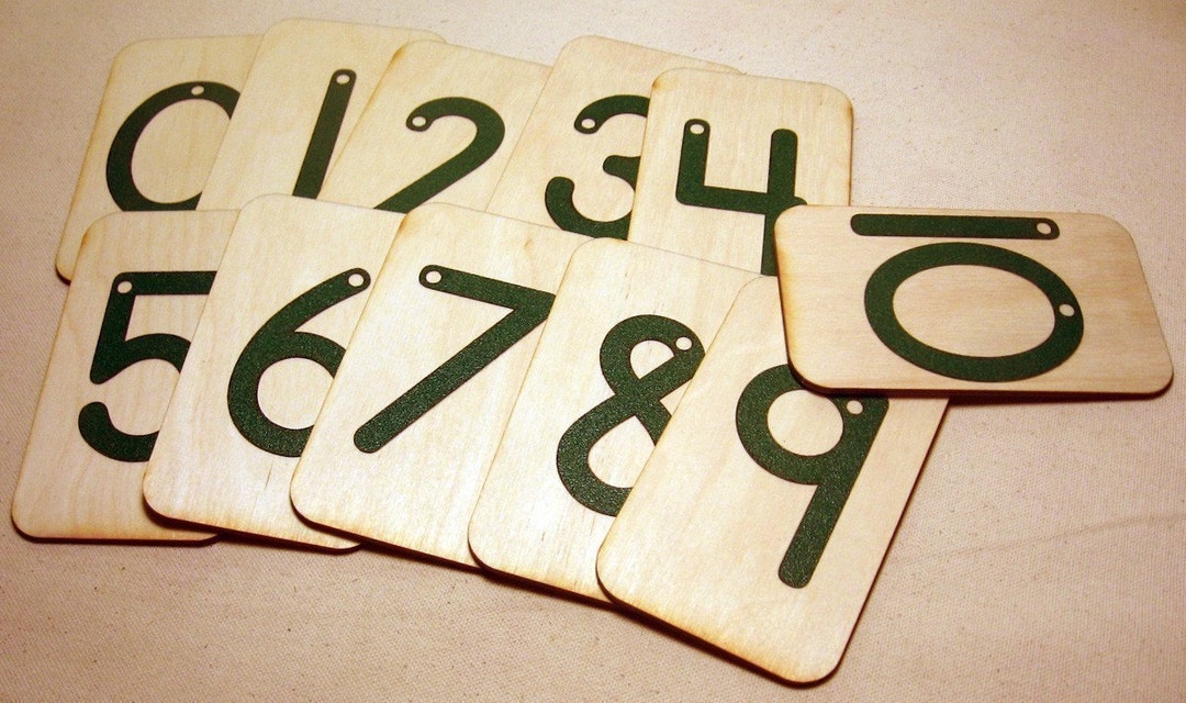Sandpaper Numbers 0-10 Mounted on 3"x5" Birch Wood, Montessori ...