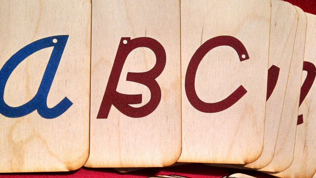 Uppercase Cursive Sandpaper Letters on 3"x5" Birch Wood, Montessori ...