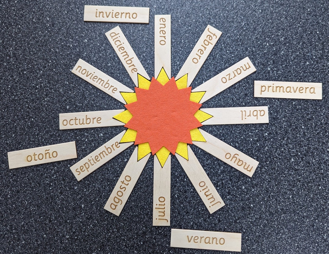 Spanish Mini Sunshine With Months and Seasons Labels, Waldorf ...