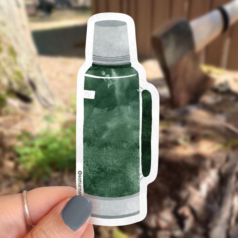 Vintage Thermoses • Matte Vinyl Sticker Set • Red Plaid Thermos • Tall ...