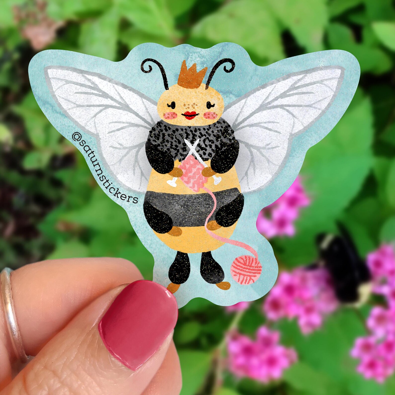 Cute Bugs • Glitter Vinyl Sticker Set • Moth Lanturn • Knitting Bee ...