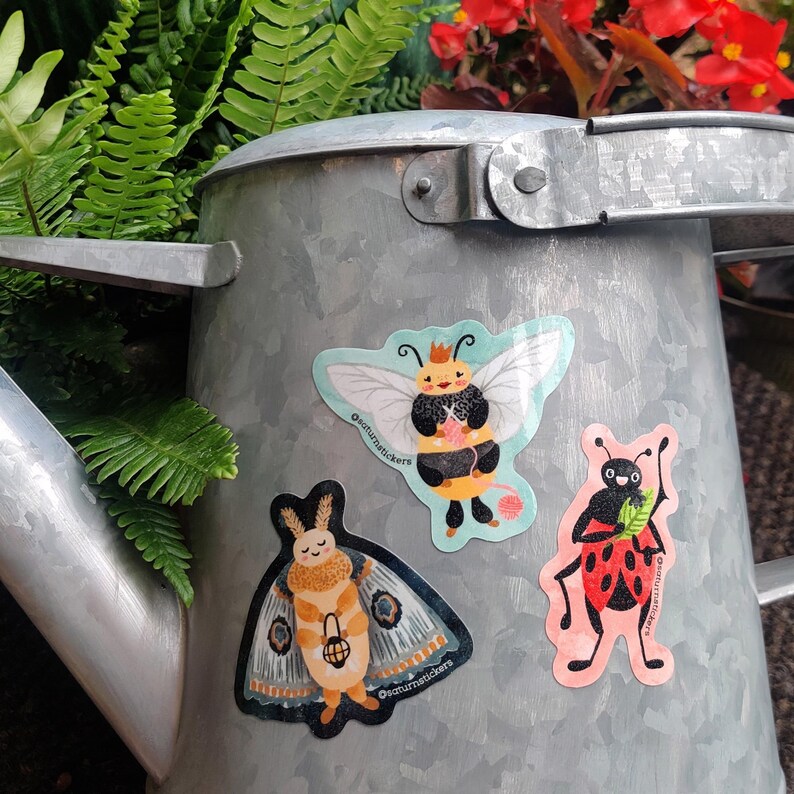 Cute Bugs • Glitter Vinyl Sticker Set • Moth Lanturn • Knitting Bee ...