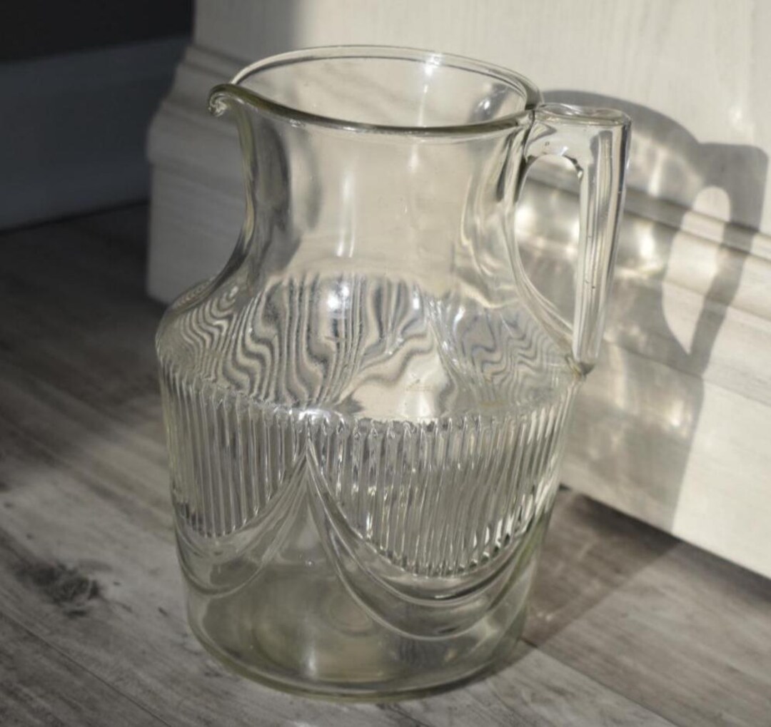 Vintage/antique 1920s Rib Over Drape Large Pitcher Vase, Unique ...