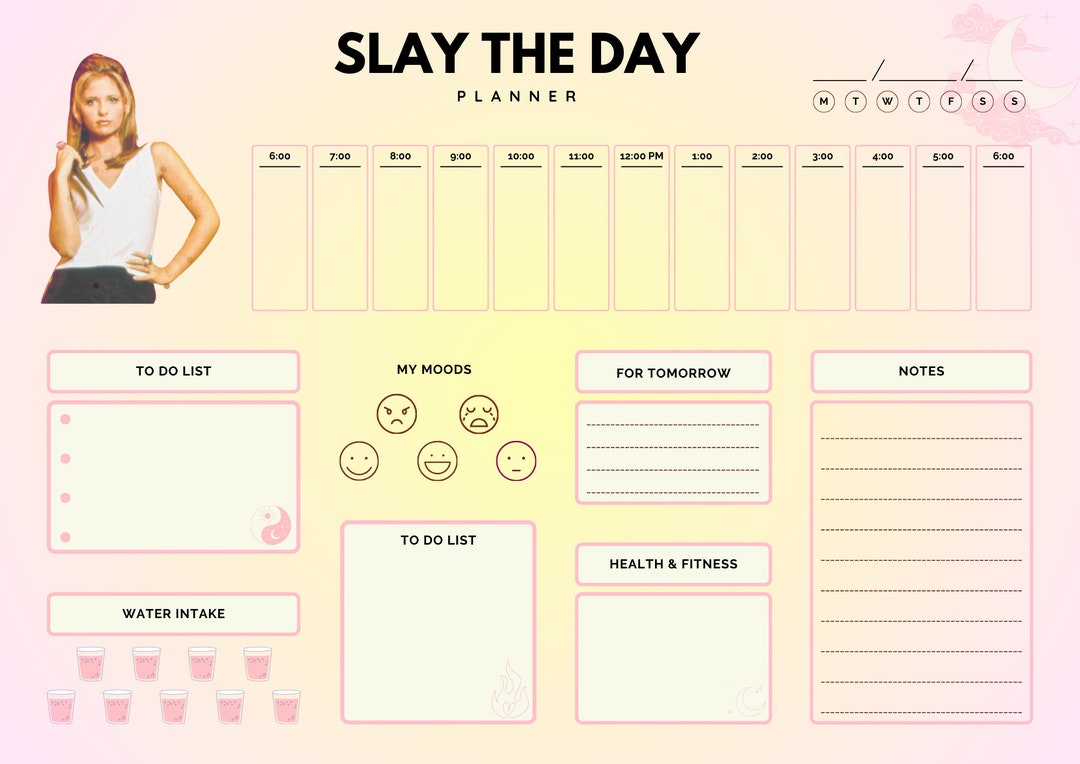 SLAY THE DAY Buffy Daily Planner, Buffy the Vampire Slayer Planner ...