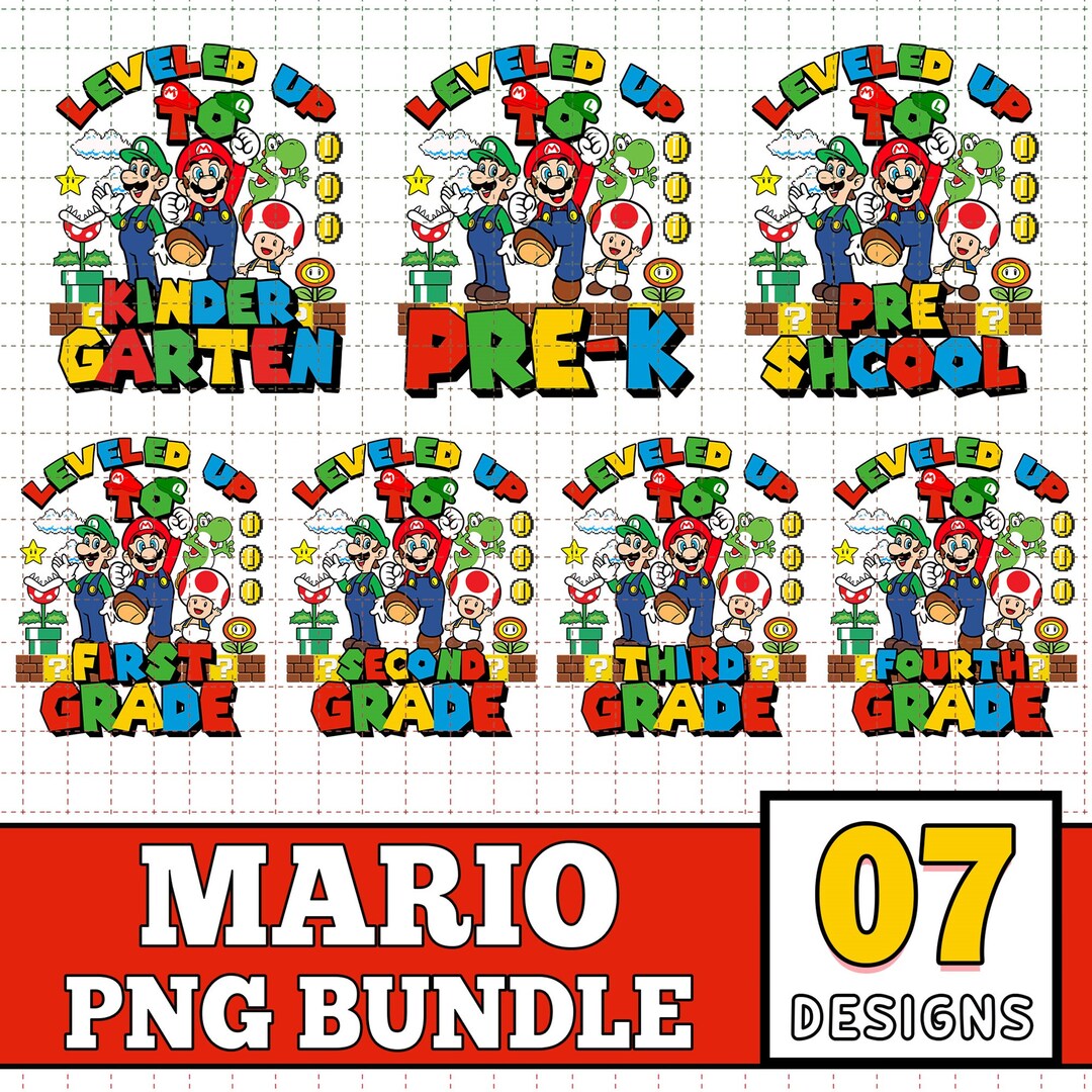 Super Mario Back to School Png, First Day of School Png, Level up Shirt ...