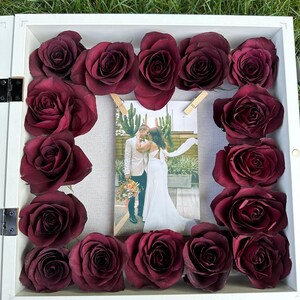 Wood Shadowbox ,picture Frame, Real Preserved Roses, Anniversary ...