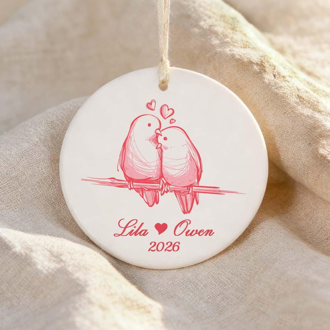 Personalized Couple Bird Ornament - Custom Name Love Birds Christmas ...