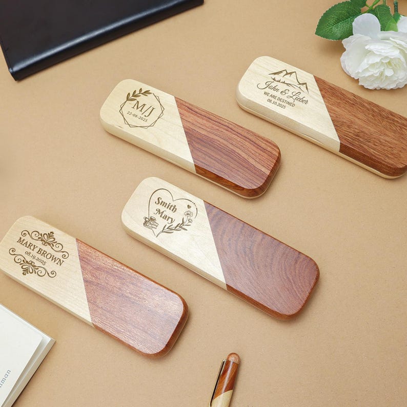 Personalized Engraved Wooden Fountain Pen and Ballpoint Pen Set ...