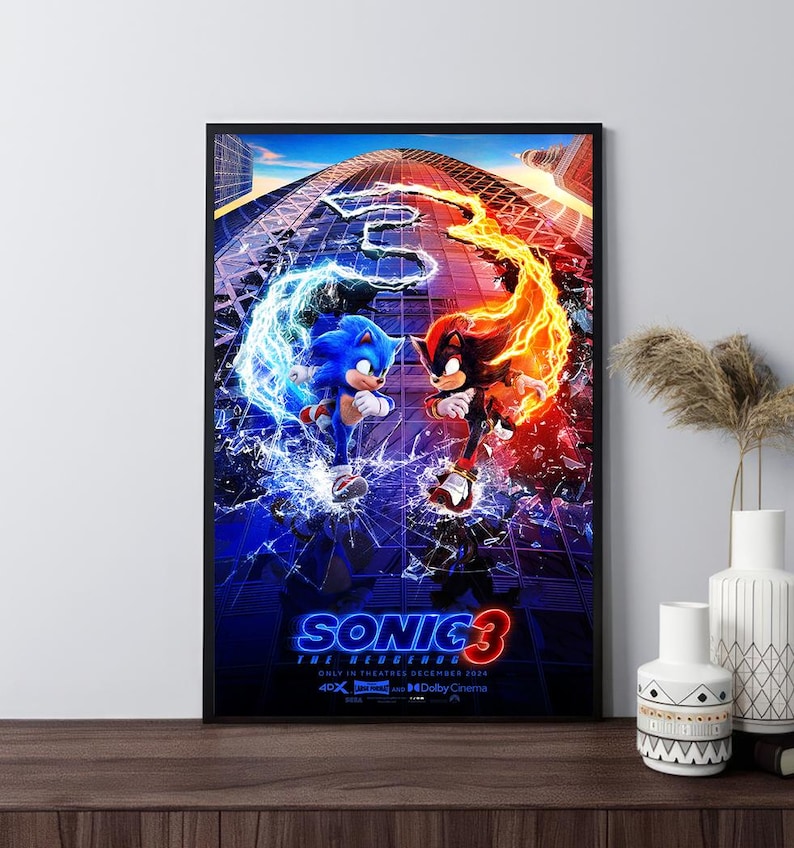 Digital Poster Download Sonic the Hedgehog 3 Movie Posters,retro Movie ...