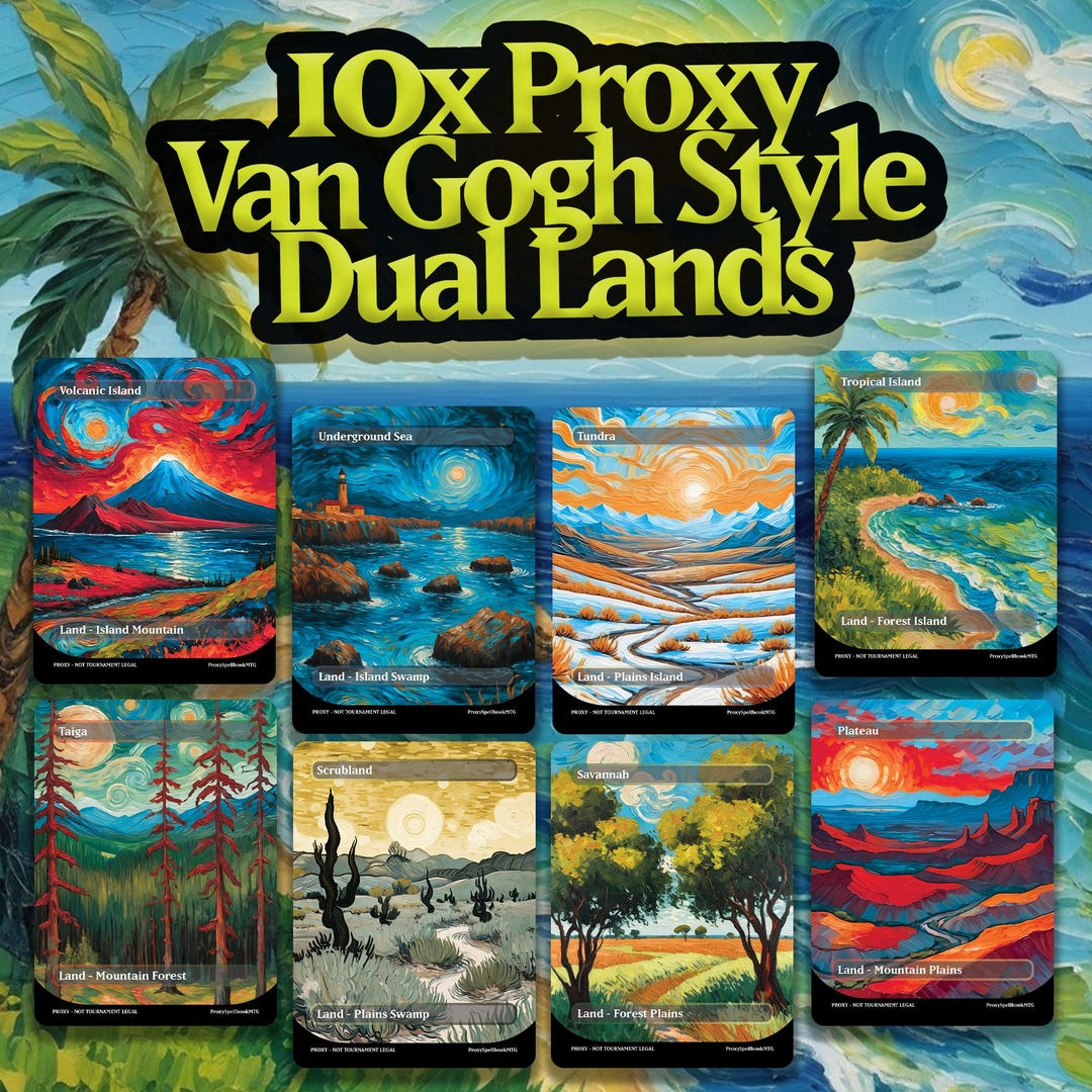 10x MTG Dual Lands | Van Gogh Style Dual Land Proxies | Premium MTG ...