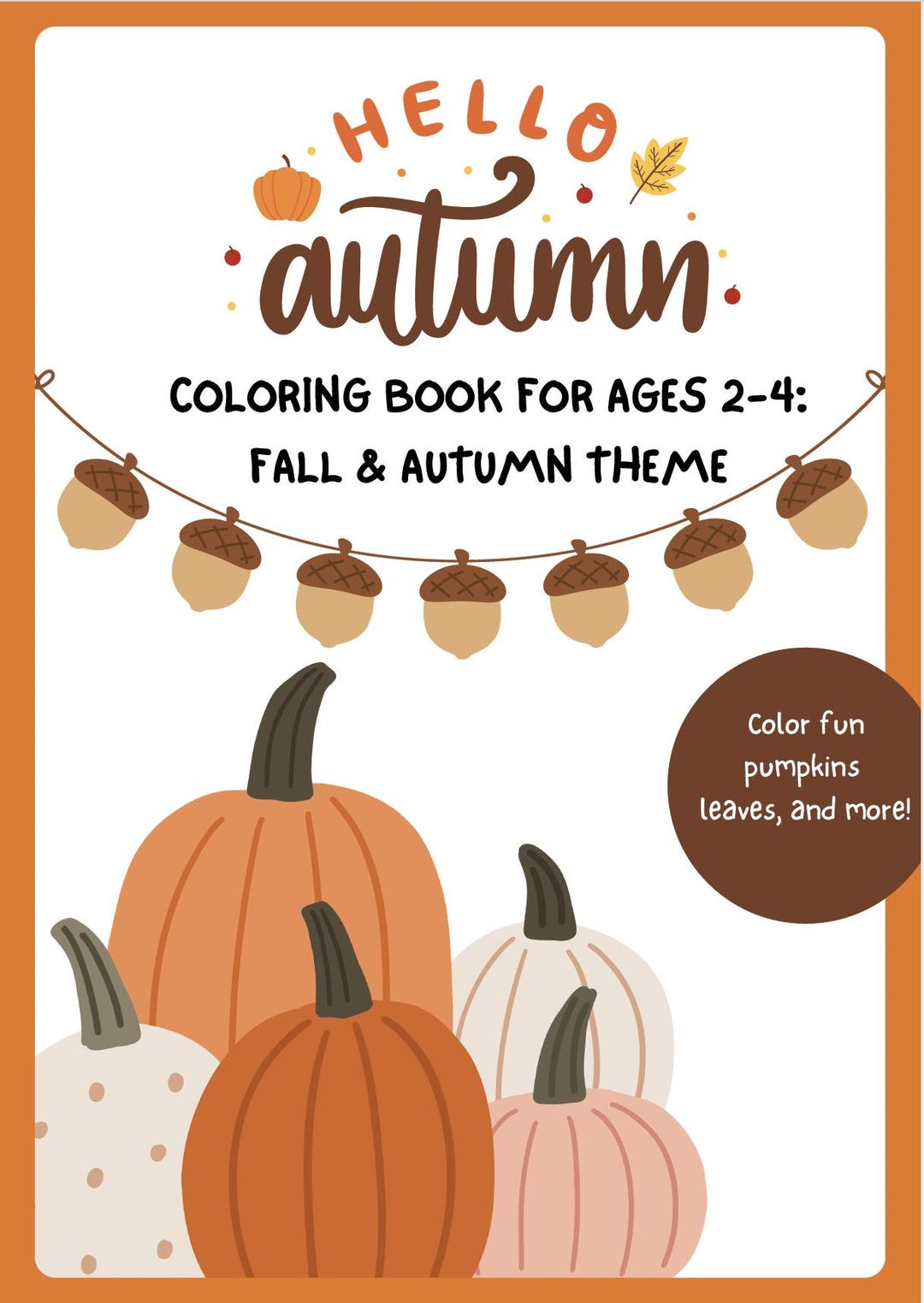 Kids Coloring Book: Hello Autumn - Coloring Book for Ages 2-4 - Etsy