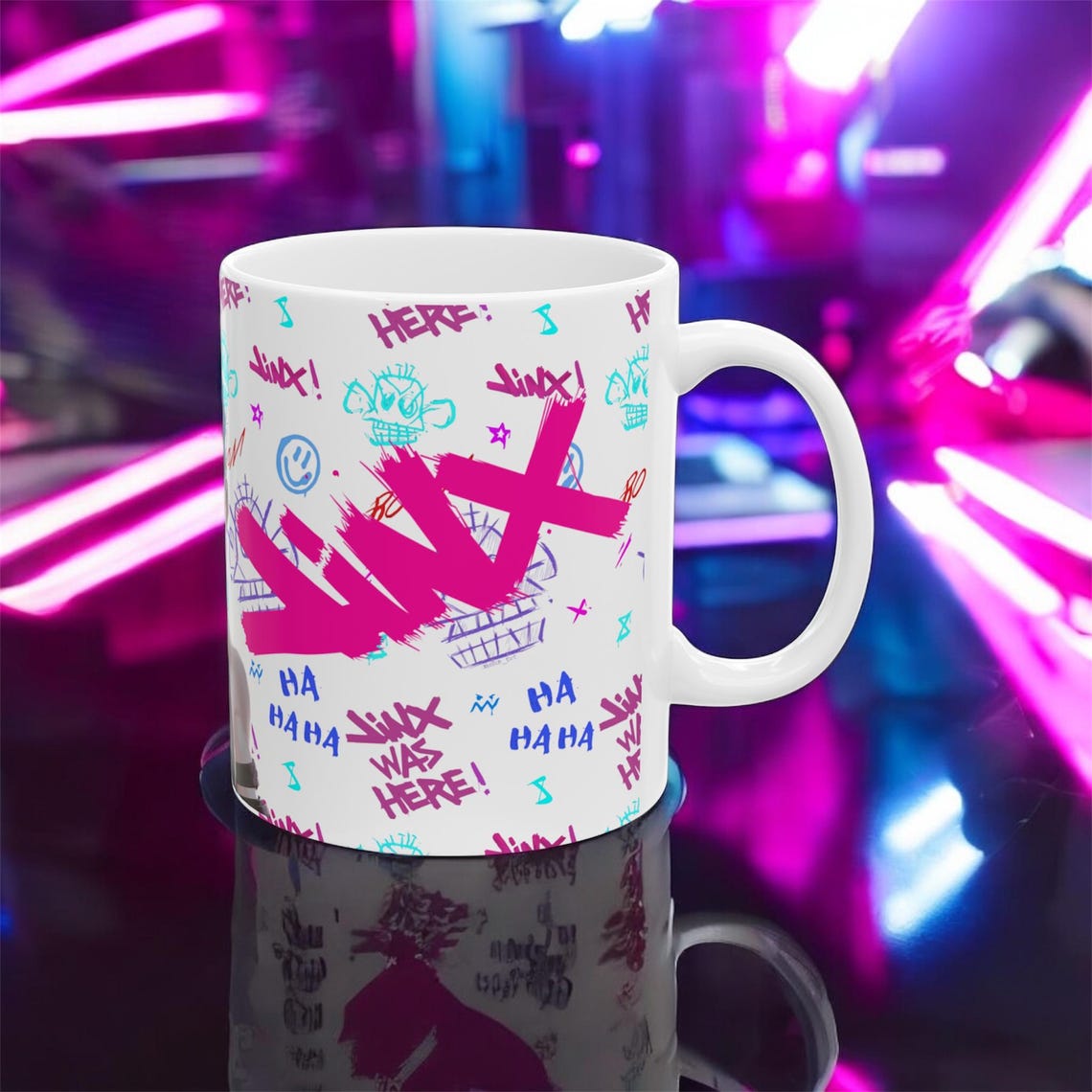 League of Legends Jinx White Ceramic Mug, Gamer Gift, Video Game Coffee ...