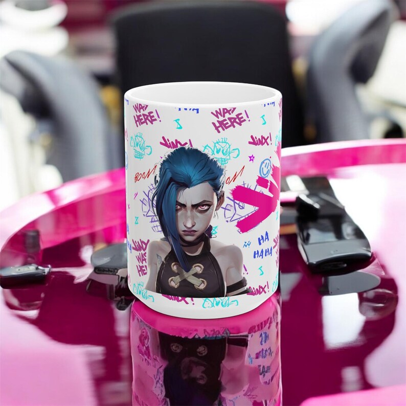 League of Legends Jinx White Ceramic Mug, Gamer Gift, Video Game Coffee ...