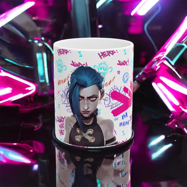 League of Legends Jinx White Ceramic Mug, Gamer Gift, Video Game Coffee ...