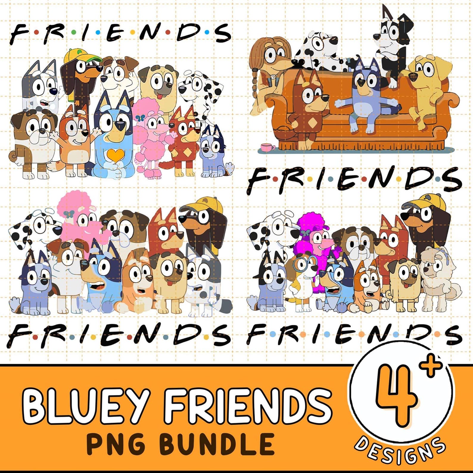 Bluey Friends Png Bundle, Bluey Muffin Png, Bluey Bingo Png File, Bluey ...