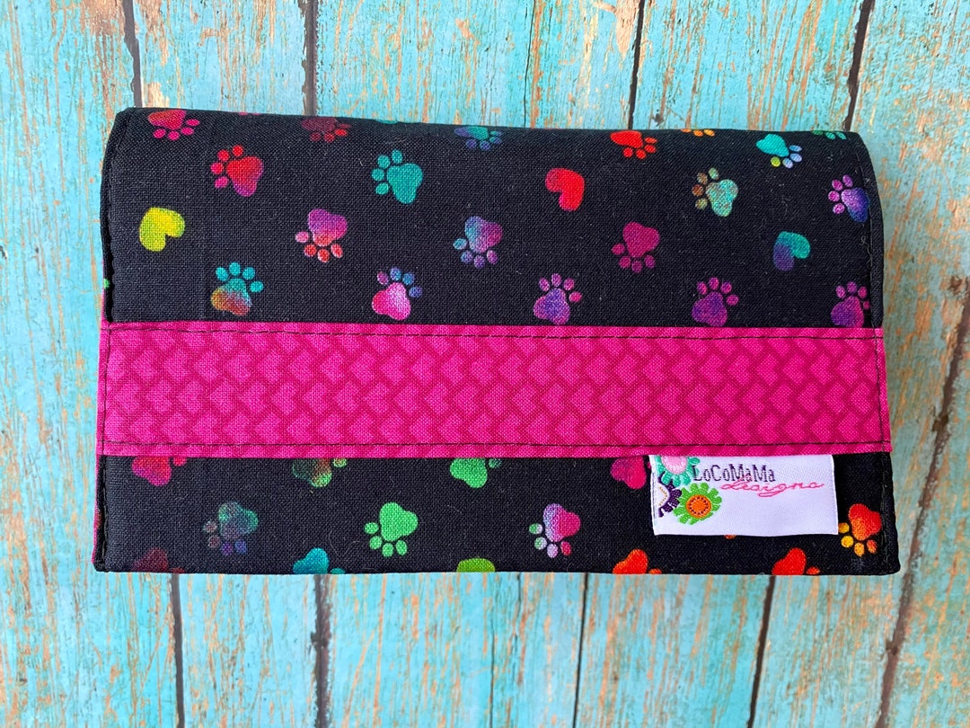 Fabric Checkbook Cover, Duplicate Checks, Pen Holder, Paw Print - Etsy