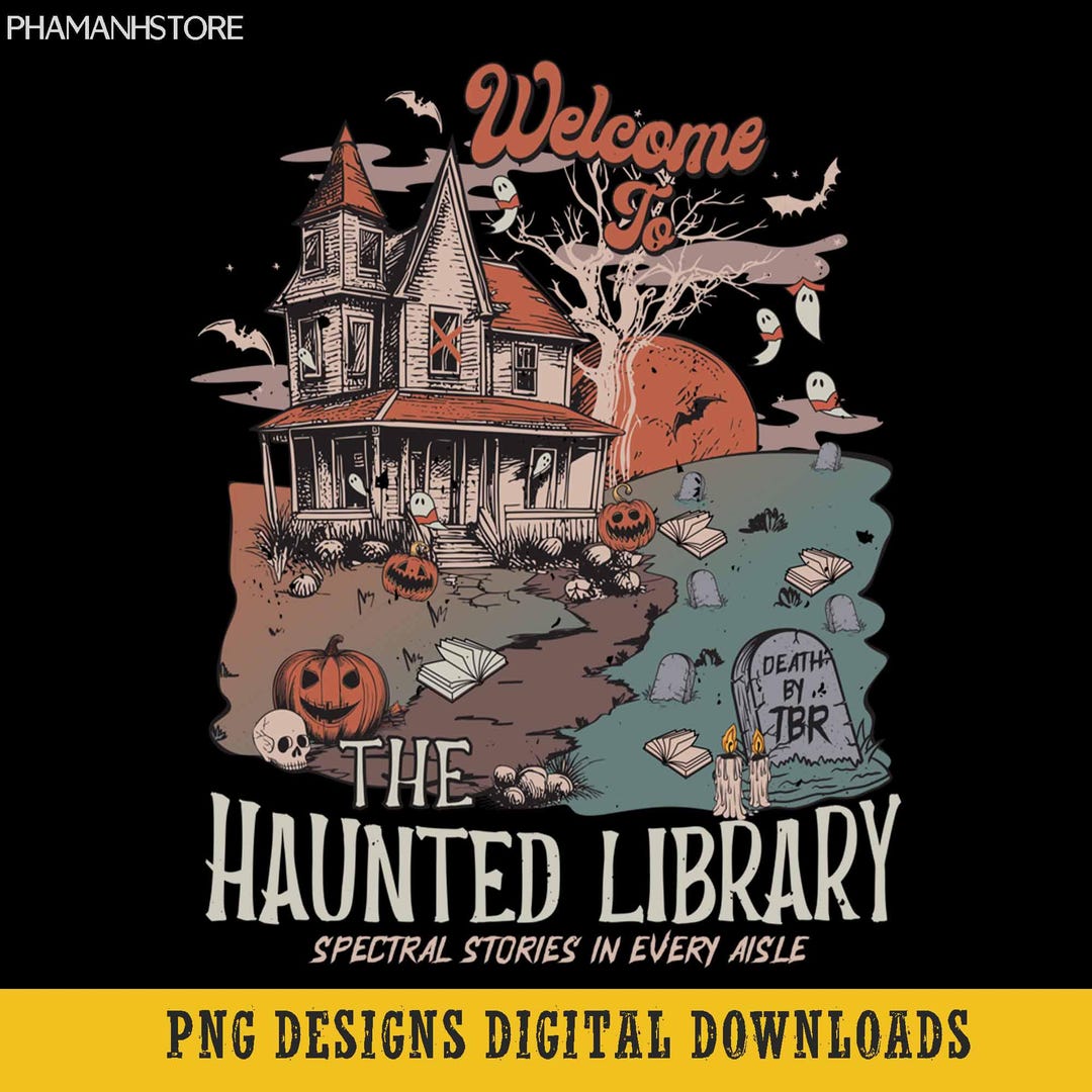 Haunted Library Png, Spooky Librarian Funny Halloween, Bookish for ...