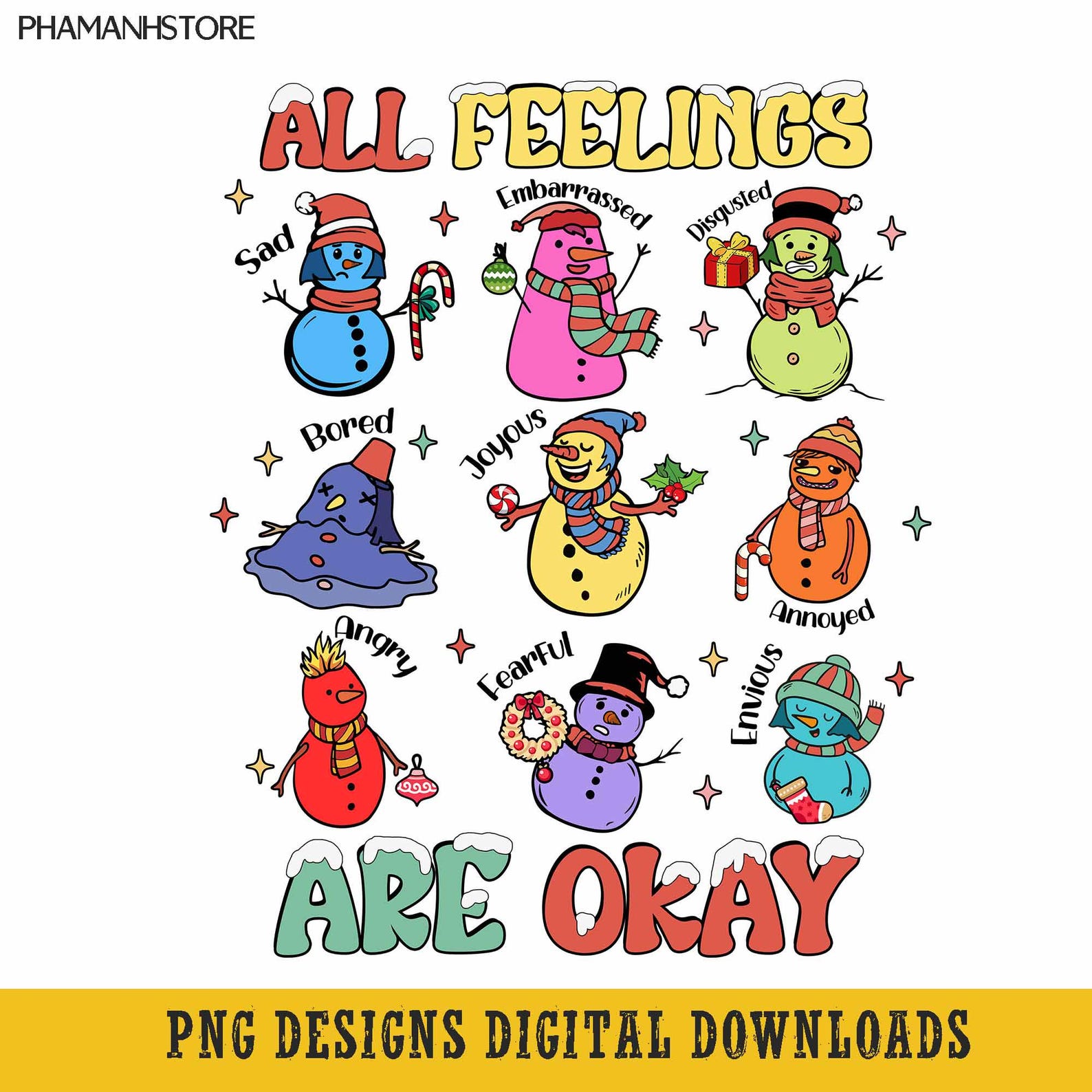 Christmas All Feelings Are Okay PNG, Feel Your Feelings, Mental Health ...