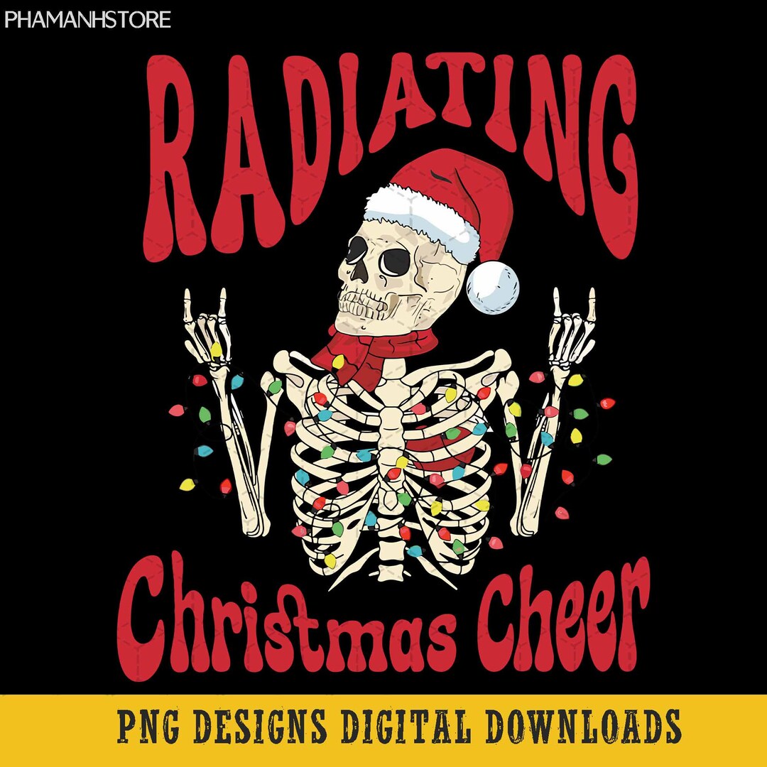 Radiating Christmas Cheer Png, Radiology Christmas Png, Santa Skeleton ...