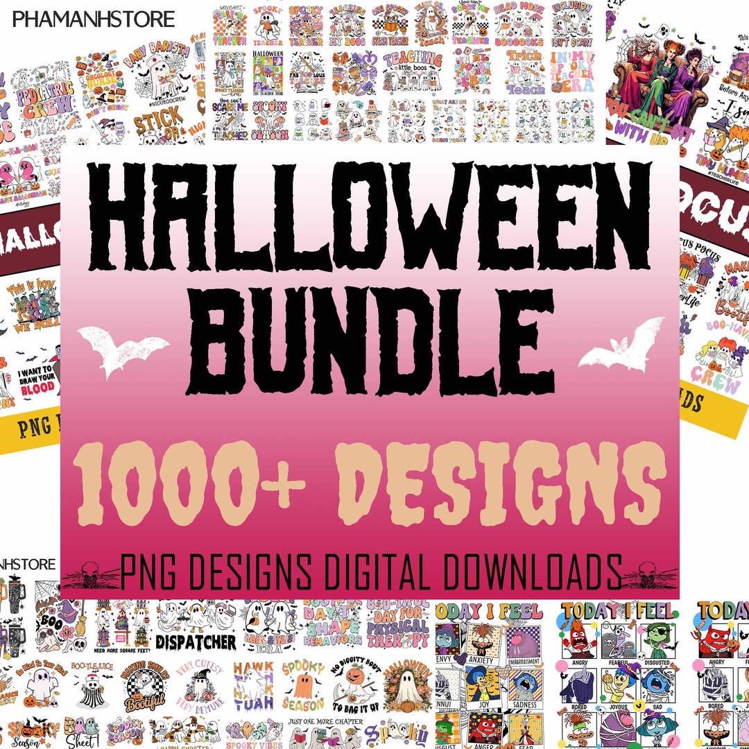 Retro Halloween Png Bundle, Mega Bundle Halloween Png, Spooky Season ...