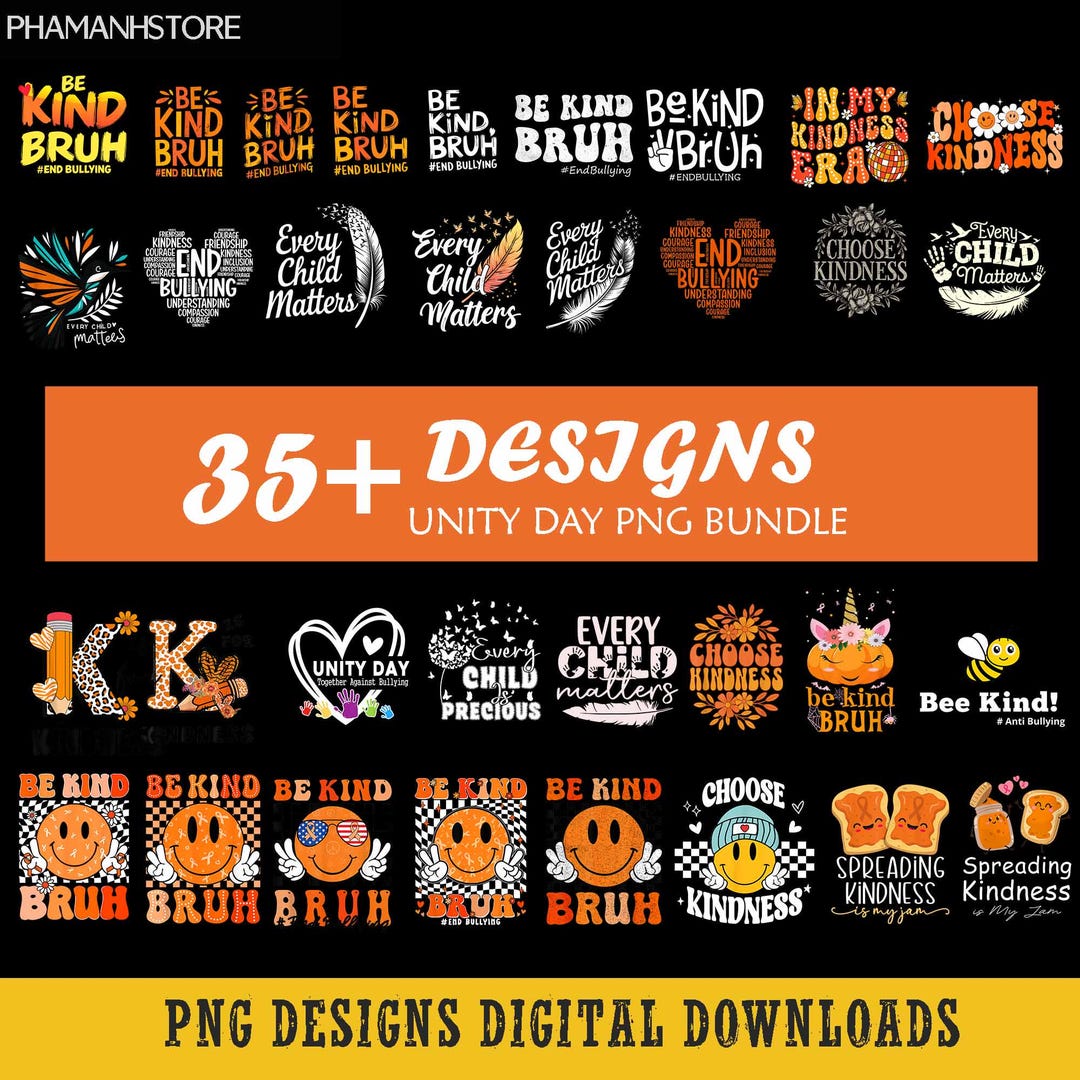 Anti Bullying Png Bundle, Unity Day, Choose Kindness End Bullying, Stop ...