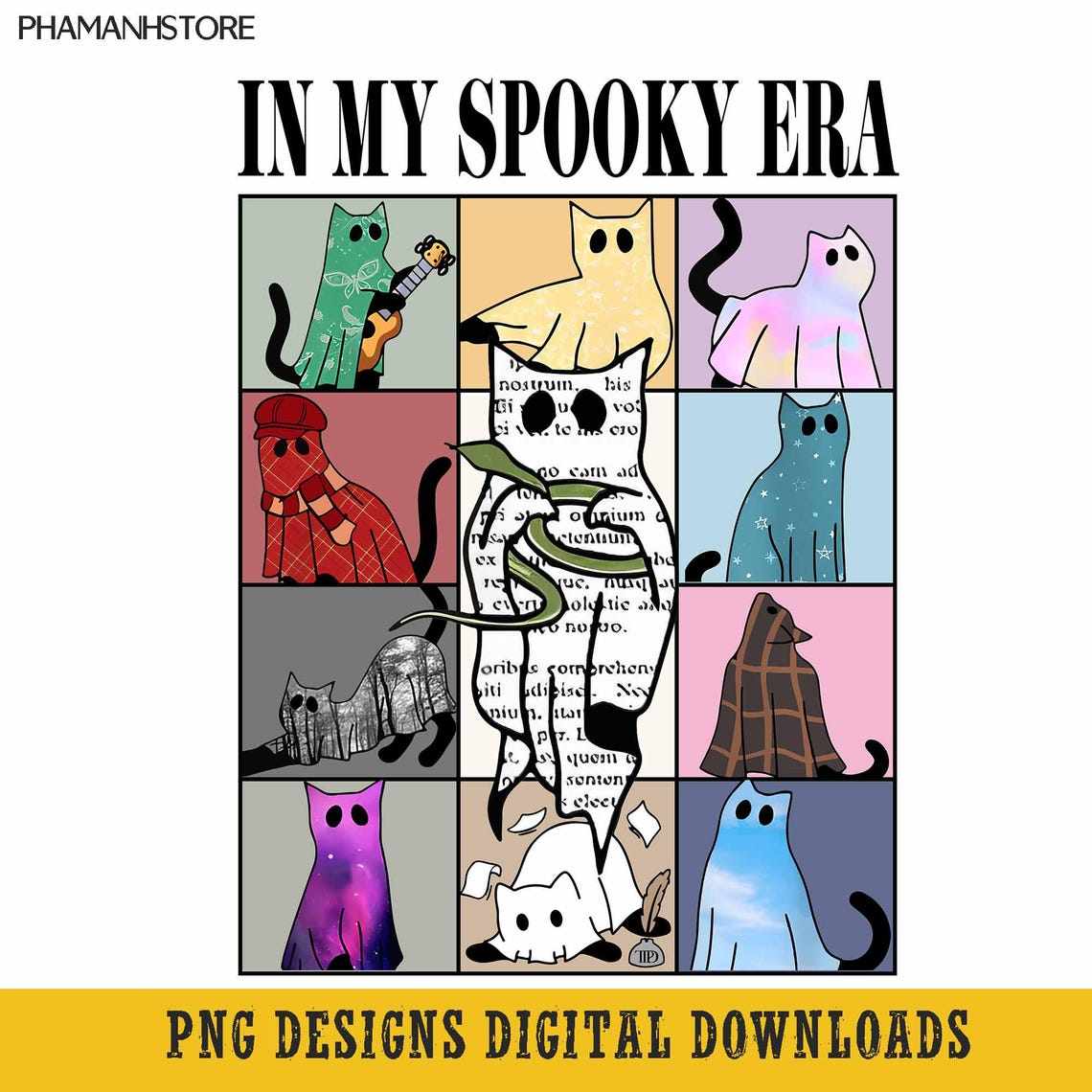 In My Spooky Era Png, Spooky Cat Halloween Png, Ghost Black Cat Png ...