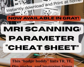 MRI Tech Badge Buddy: Scanning Parameters Cheat Sheet (digital Download) GREEN - Etsy
