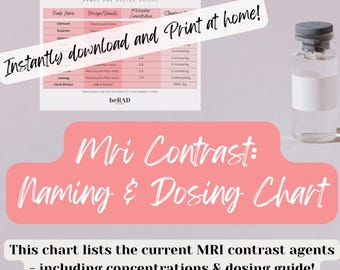MRI Contrast Dosing Chart: Radiology Cheat Sheet (digital Download) - Etsy