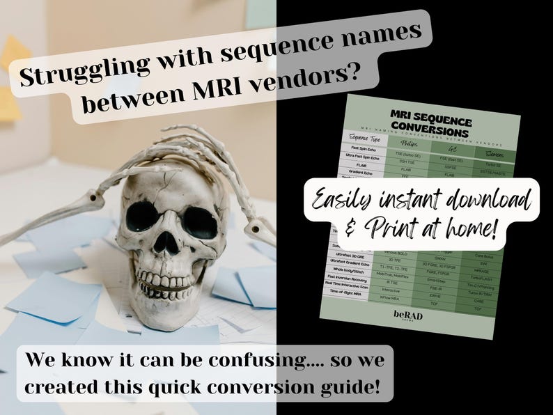 MRI Sequence Conversion Guide: GE, Philips, Siemens (instant Download ...