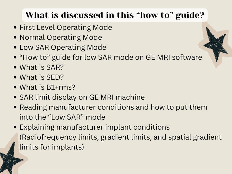 GE MRI Scanning Guide: Low SAR Mode & Implants (pdf Download) - Etsy
